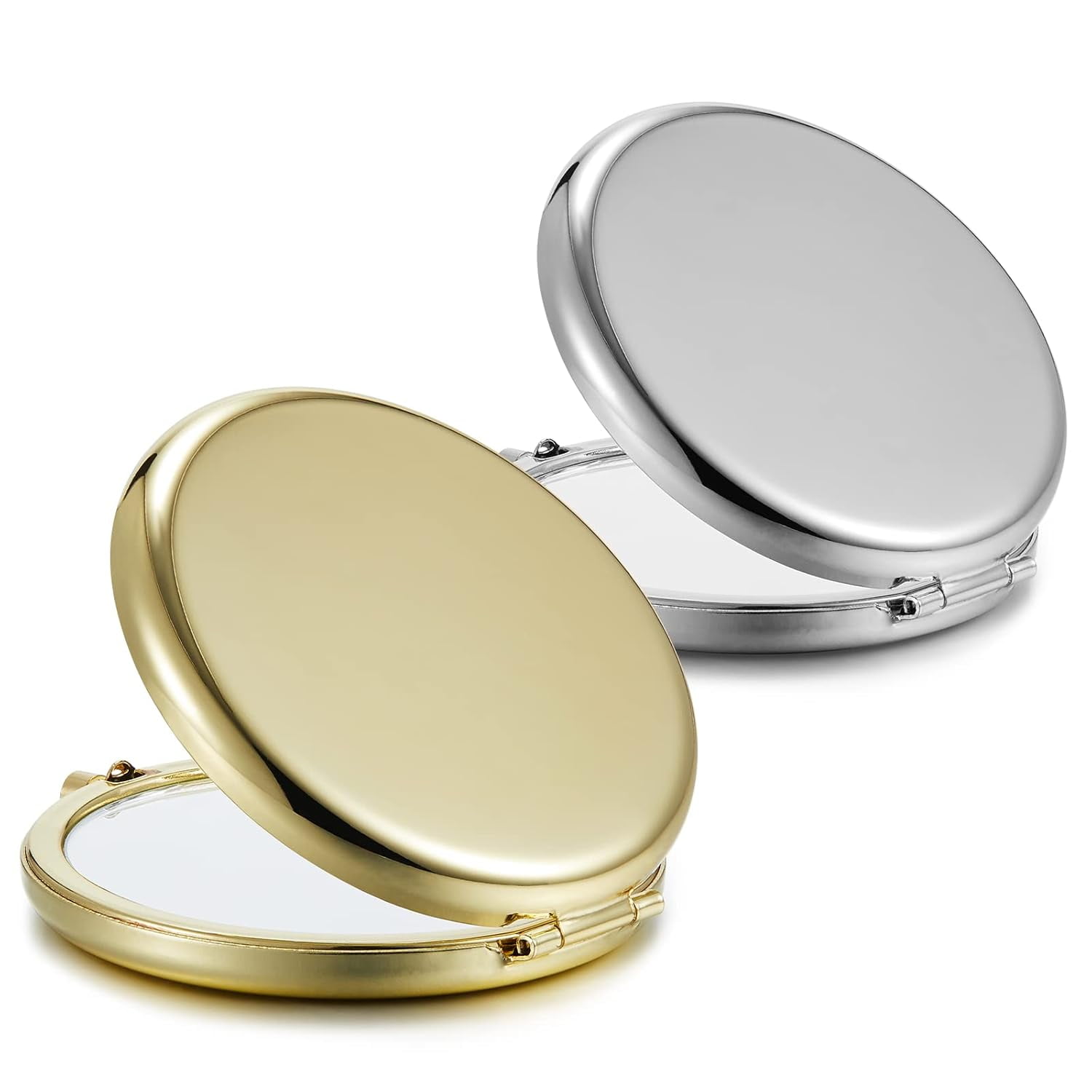 2 Pack Metal Shell Compact Face Mirror, 2.5" Double-Sided 1X/2X ...
