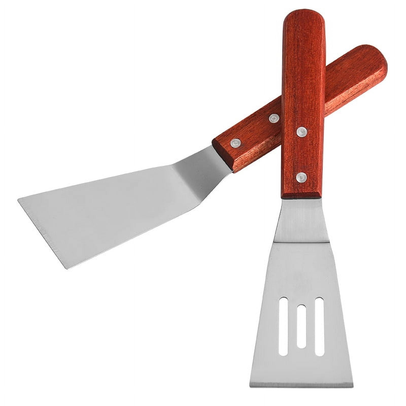 2 Pack Metal Spatula with Beveled Edges, Heavy Duty Turner for Skillets ...