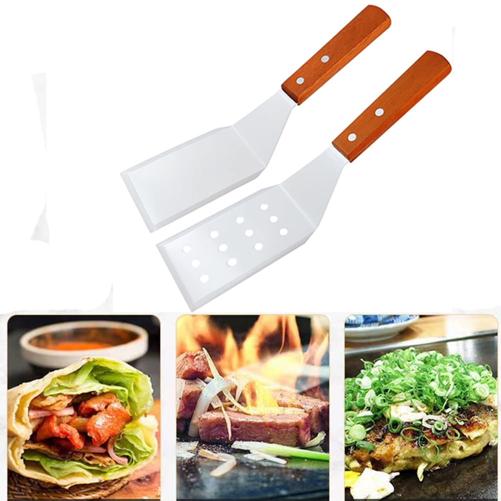 2 Pack Metal Spatula for Cast Iron Skillet, Stainless Steel Grill ...