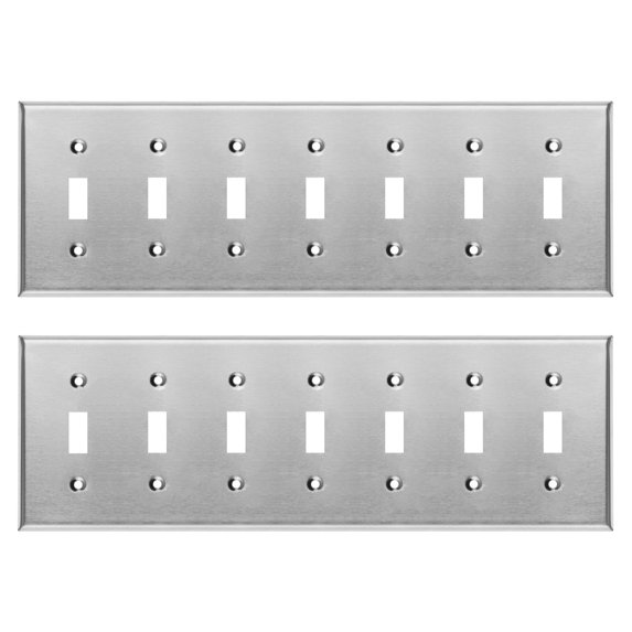 2 Pack Metal Toggle Switch Wall Plate, 7 Gang, Standard Size, 4.5'' x ...