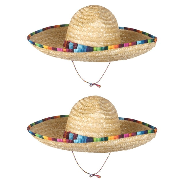 2 Pack Mexican Sombrero Hat, Natural Straw for Cinco De Mayo, Mexican ...