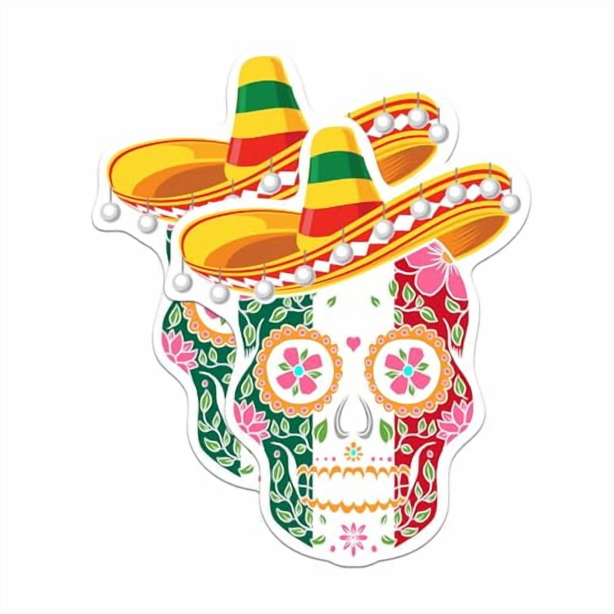 (2 Pack) Mexican Sugar Skull Mexican Flag Magnets - Mexico - 5" On ...