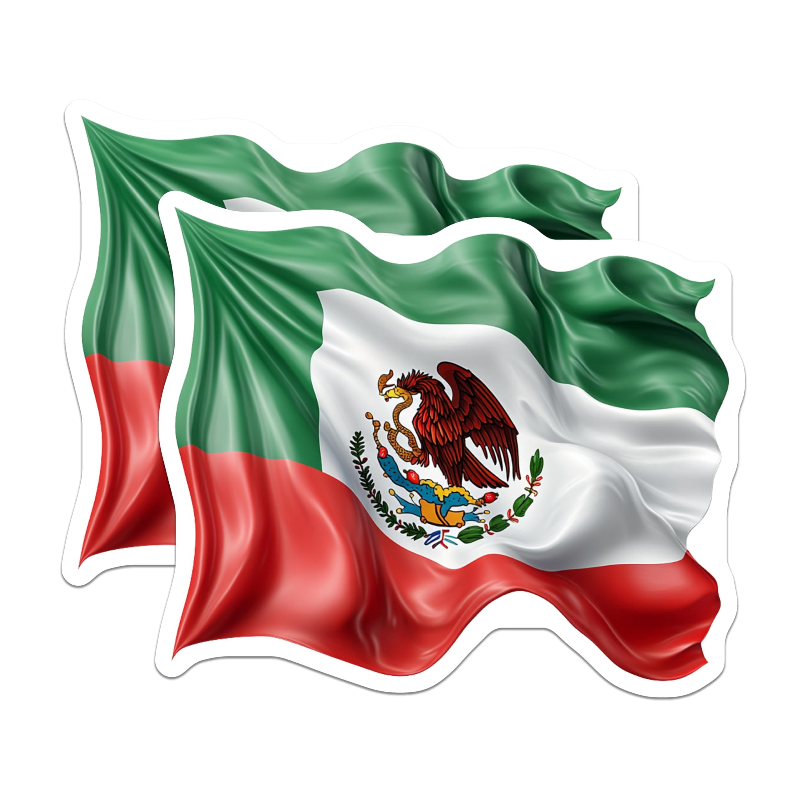 (2 Pack) Mexico Flag Stickers - National Emblem Decals - Mexican ...
