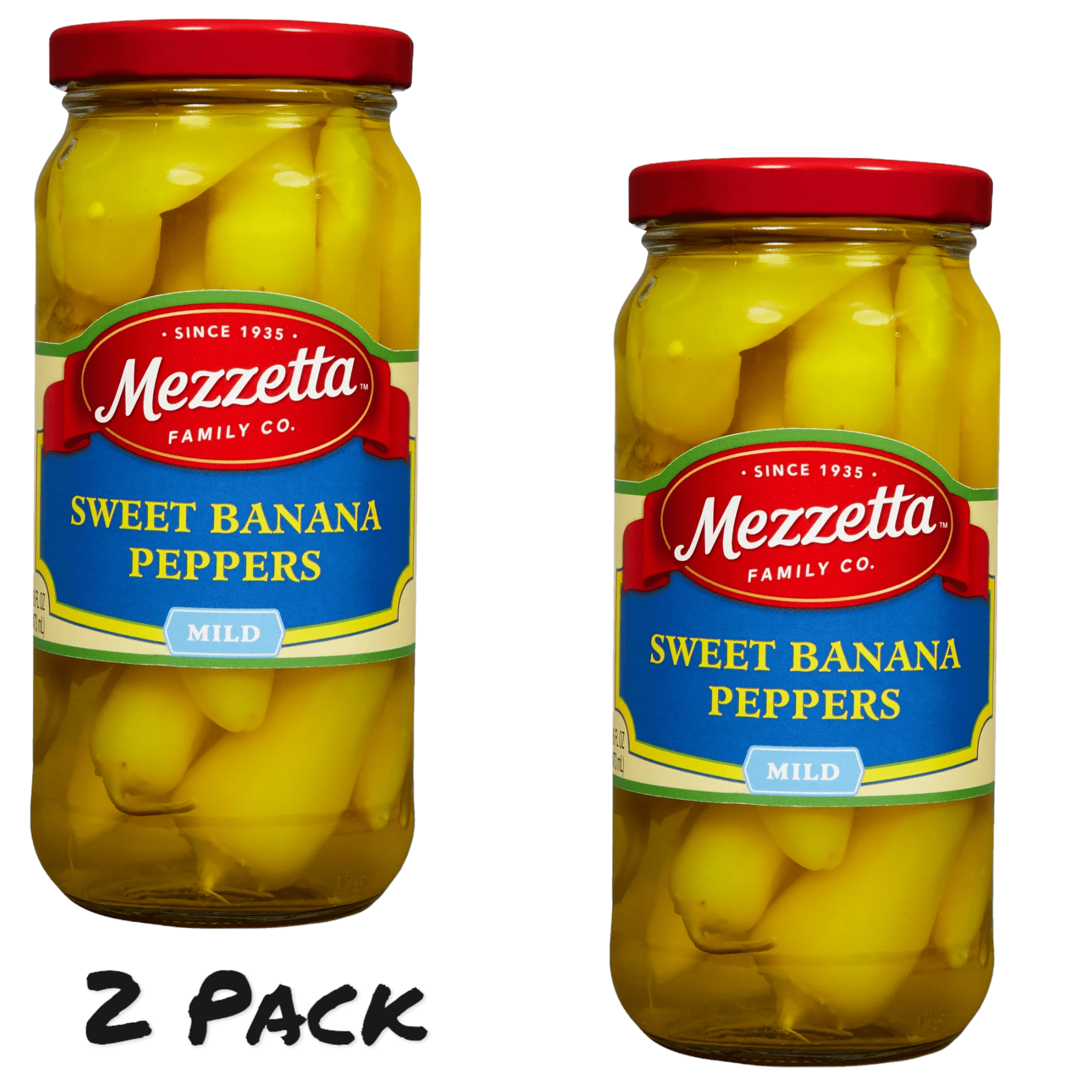 Mezzetta Sweet Banana Peppers, Mild Tangy Crunchy Pickled Variety, 16 fl oz Jar, Pack of 2 ...