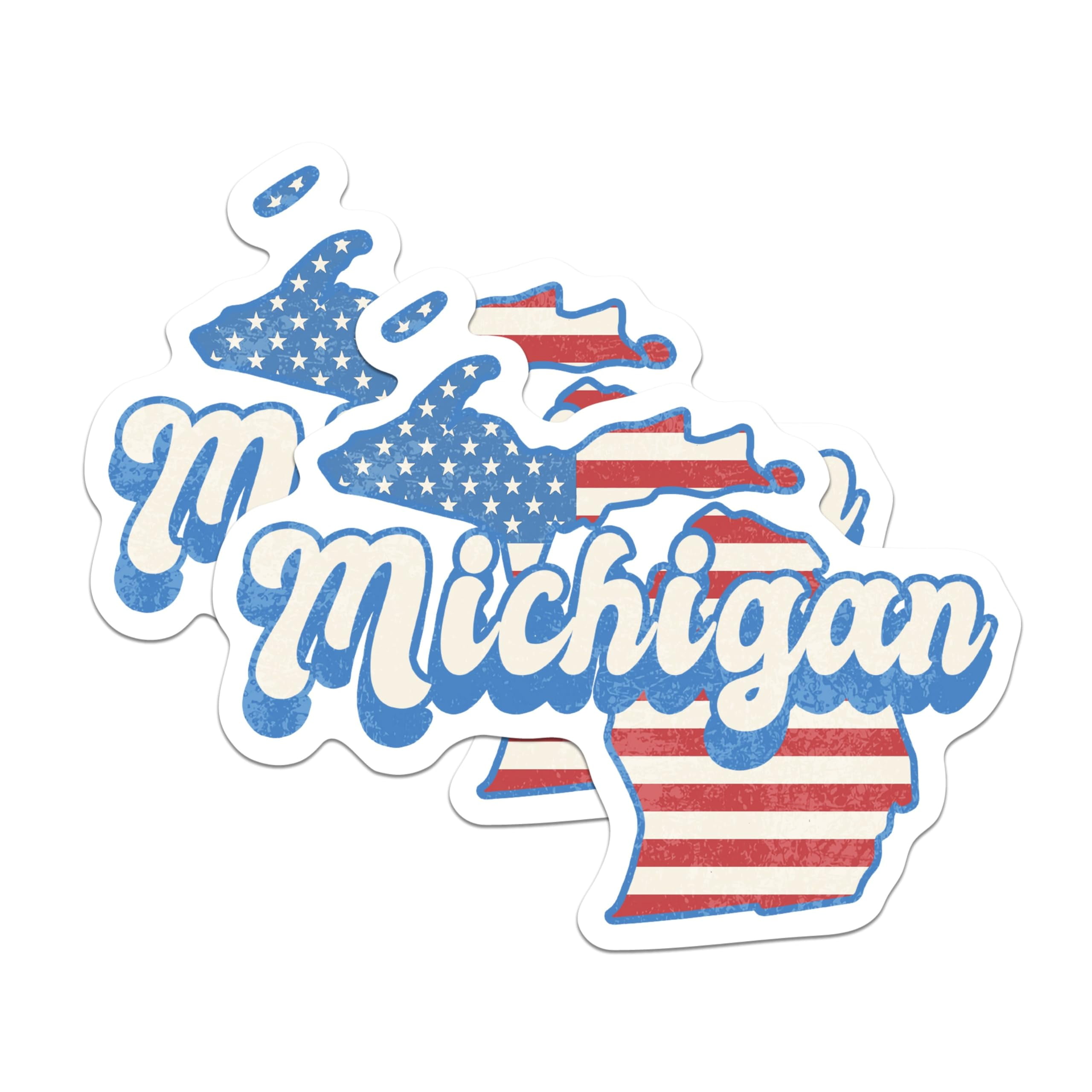 (2 Pack) Michigan State Outline Magnets - MI State Shape with USA Flag ...