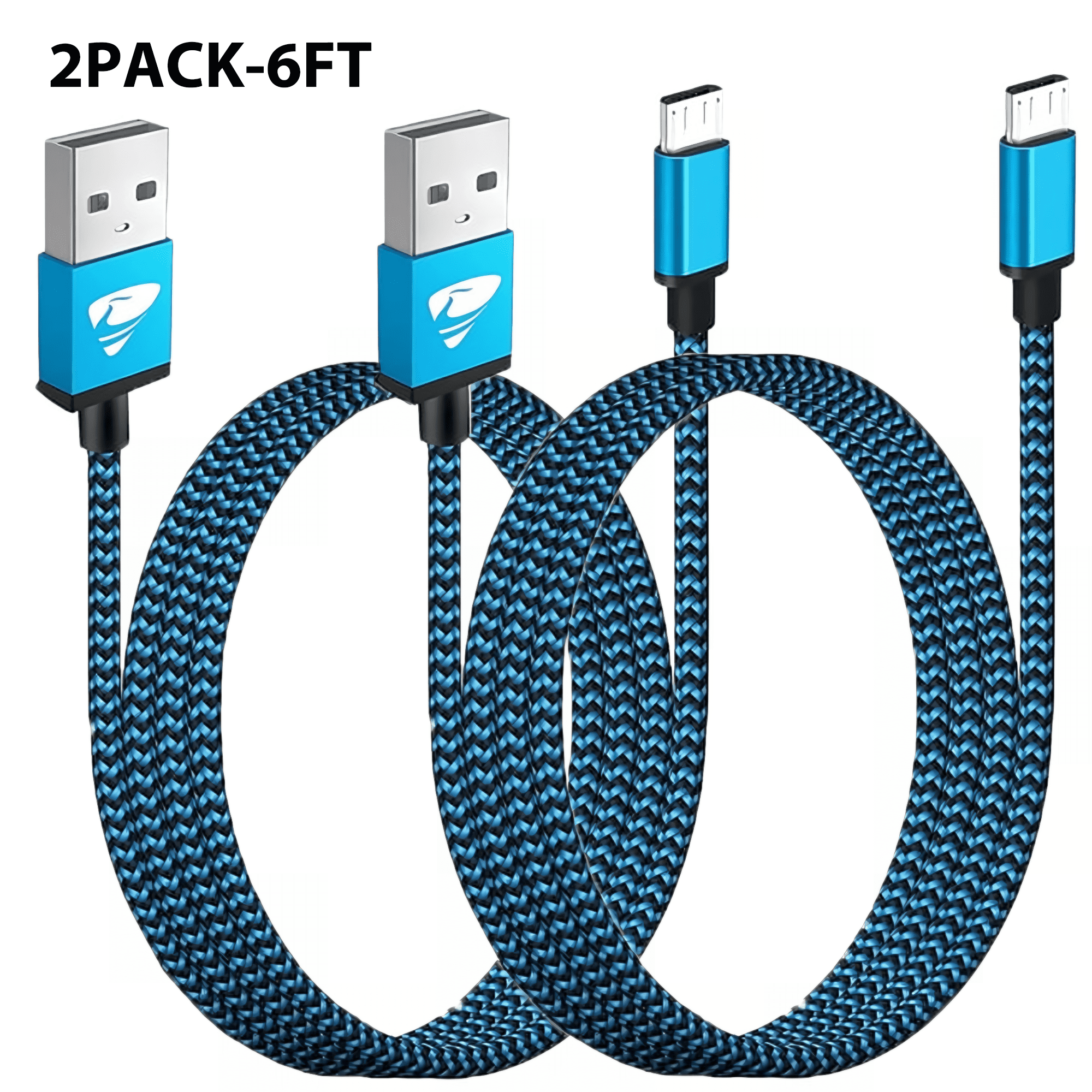 2 Pack Durable, Fast 6ft XUDUO Micro USB Cables for Android, Extra Long ...