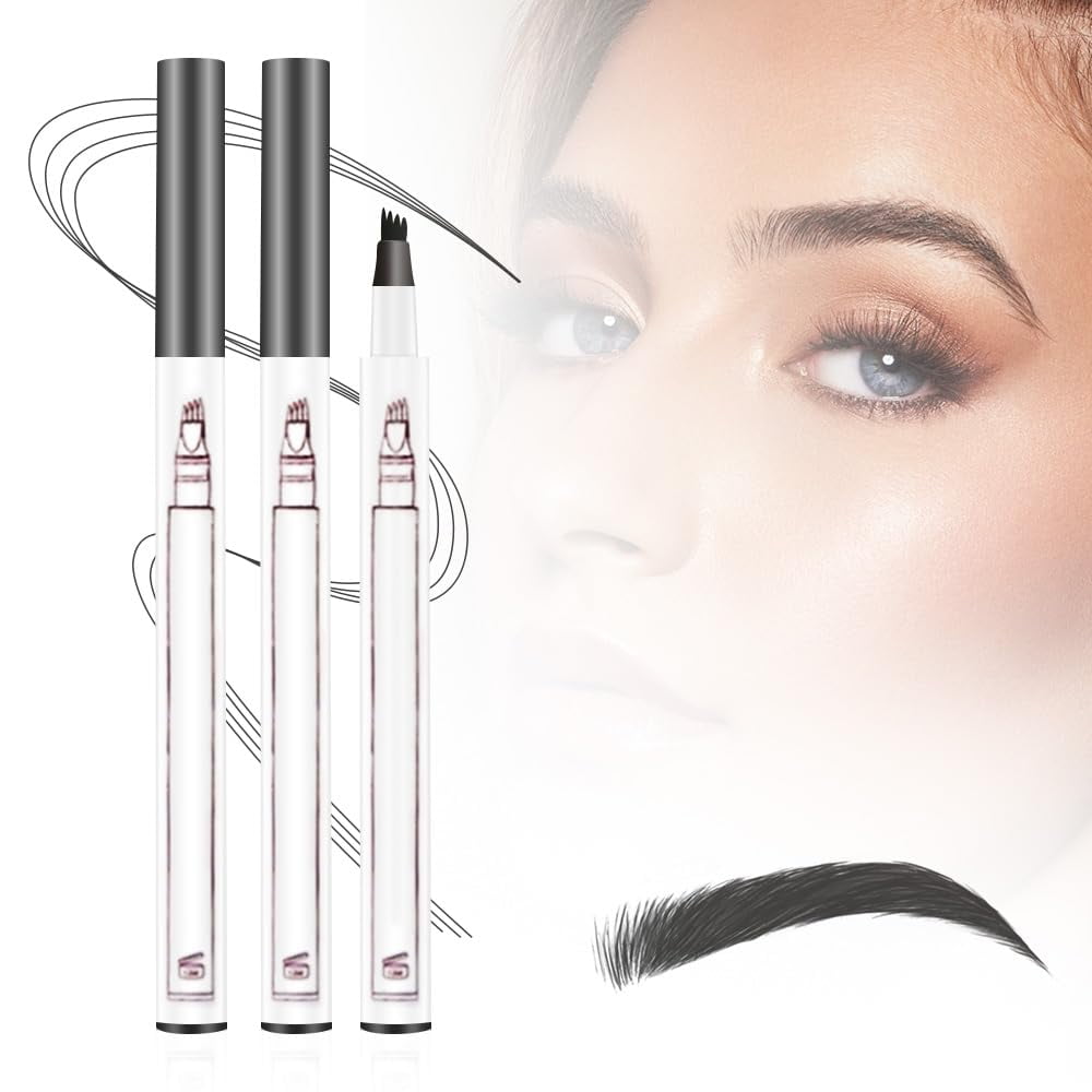 2 Pack Microblading Eyebrow Pencil, 2025 New 4 Tip Eye Brow Pen 3D ...