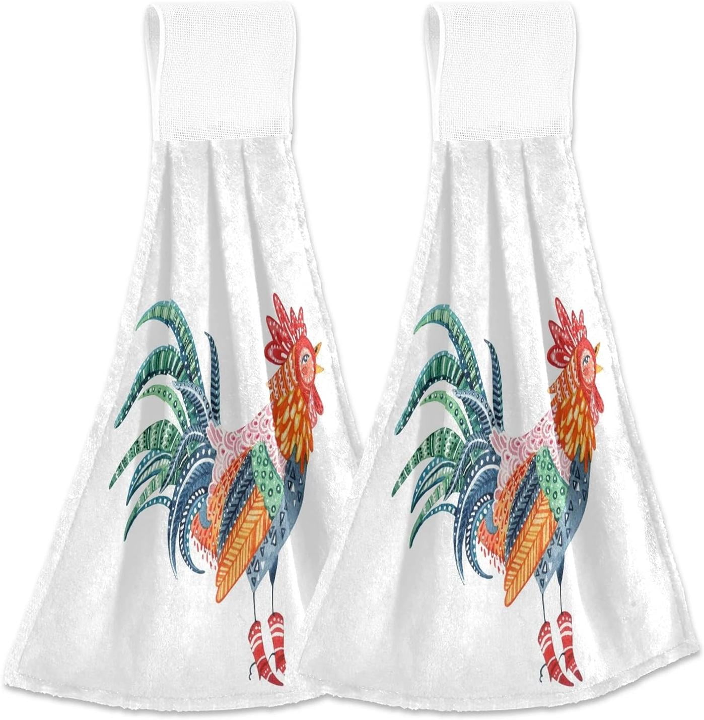 2 Pack Microfiber Hand Towels, Rooster Soft Absorbent Kitchen Hand ...