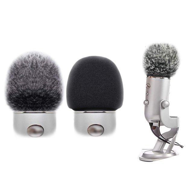 2 Pack Microphone Plush Foam Cover Furry Windscreen Muff for Blue Yeti ...