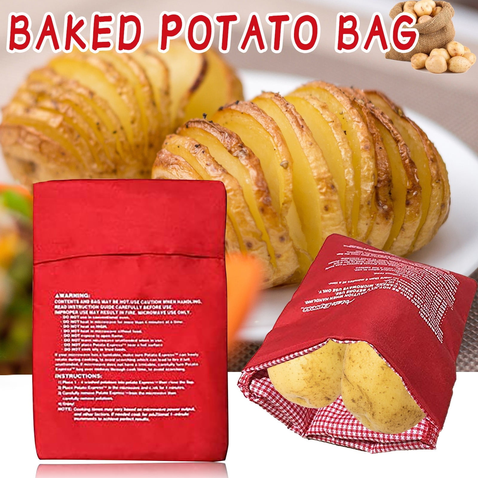 (2 Pack) Microwave Potato Cooker Bag- Pota-to Expr-ess Pouch, Perfect ...