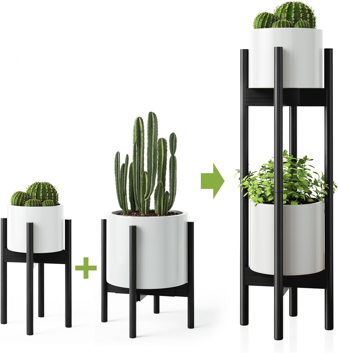 2 Pack Mid Century Modern Plant Stands, Adjustable Width 8 to 12 inches ...