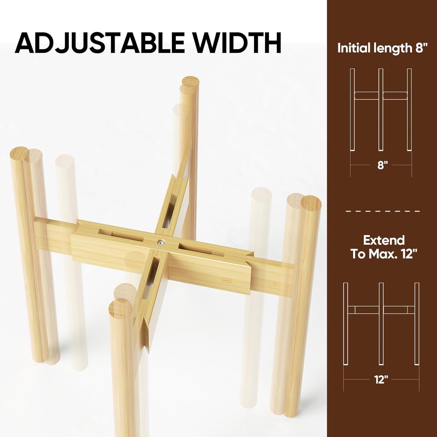 2 Pack Mid Century Modern Plant Stands, Adjustable Width 8 To 12 Inches ...