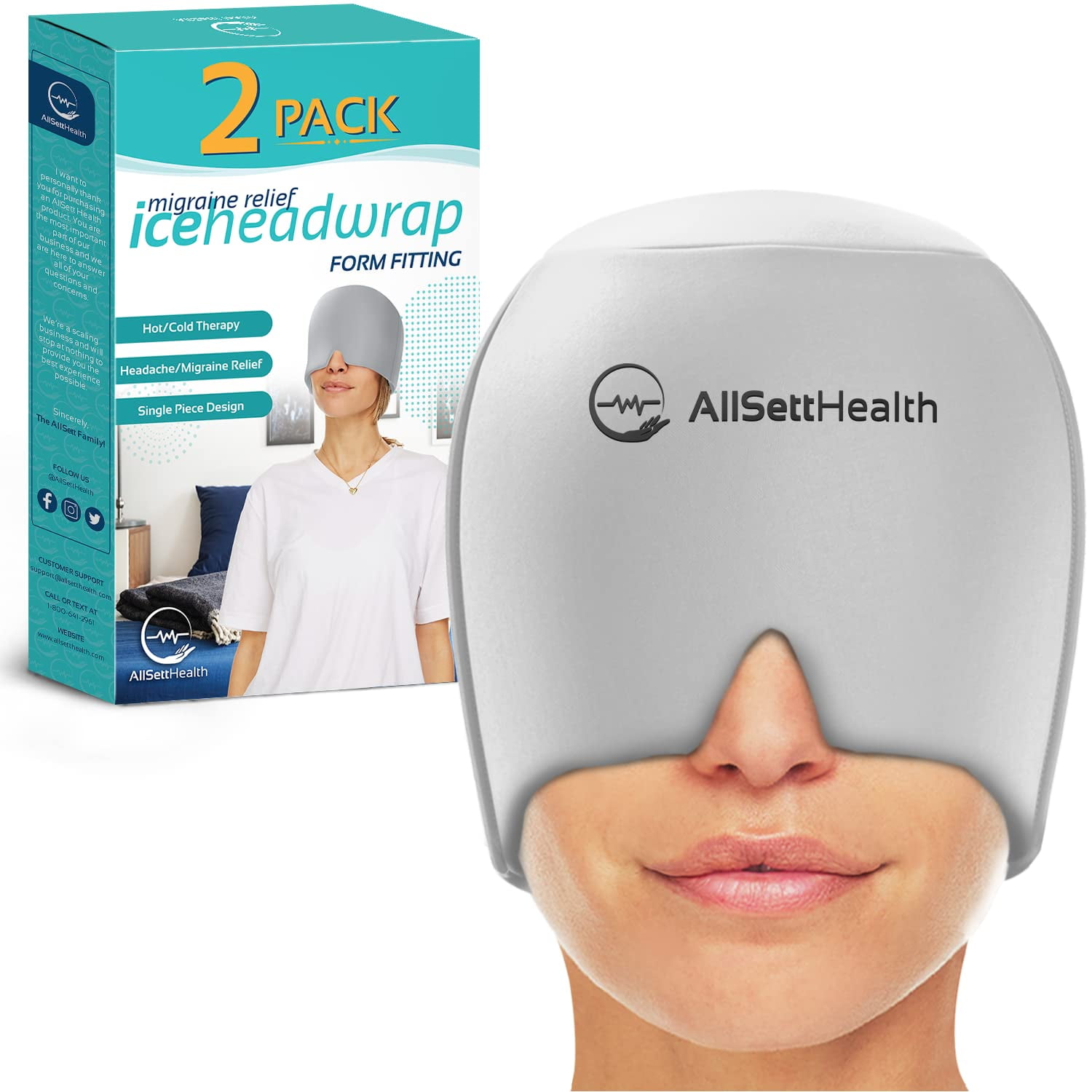2 Pack Migraine Relief Ice Head Wrap Headache and Migraine Hat | Cold ...