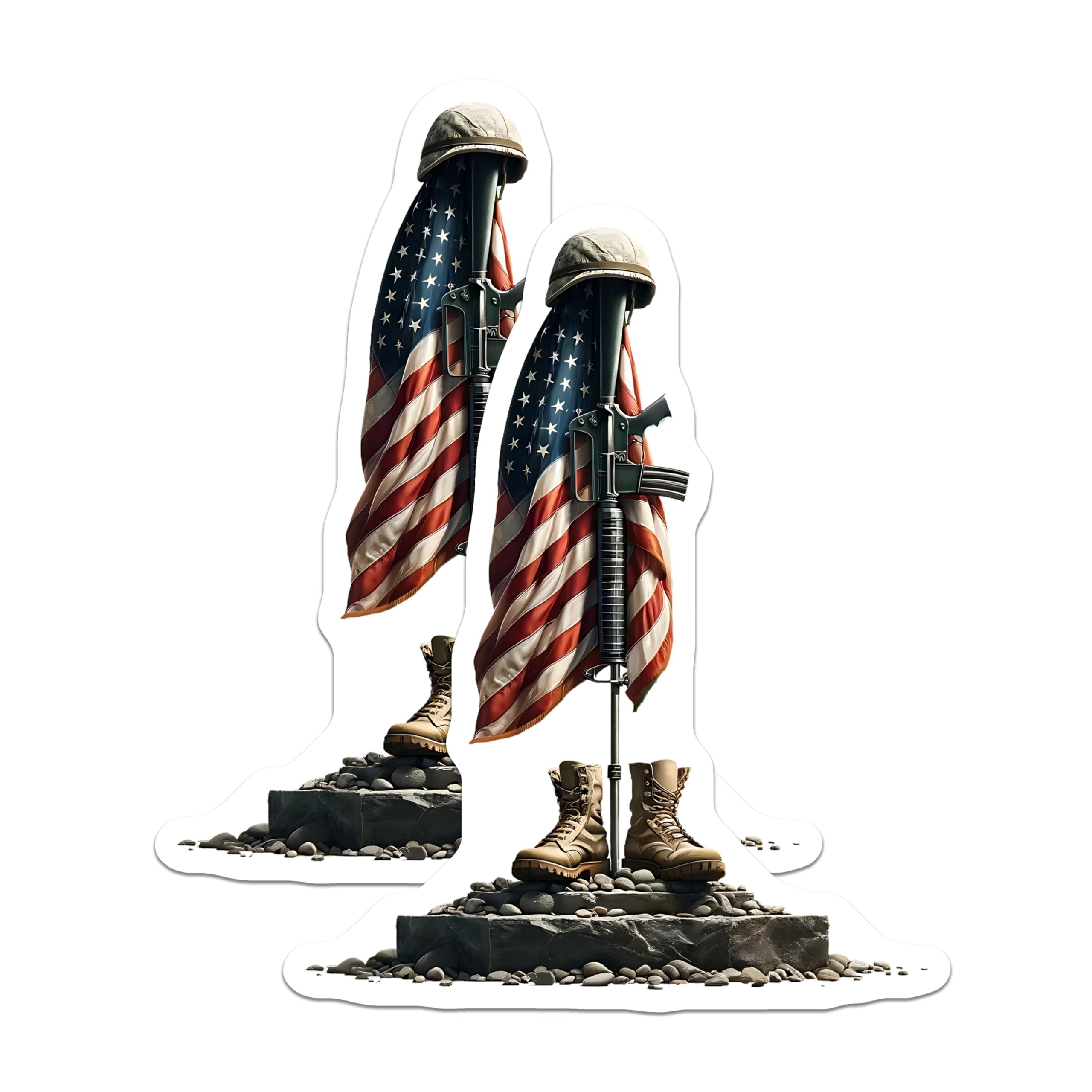 (2 Pack) Military Memorial Stickers - Fallen Soldier - USA Patriotic ...