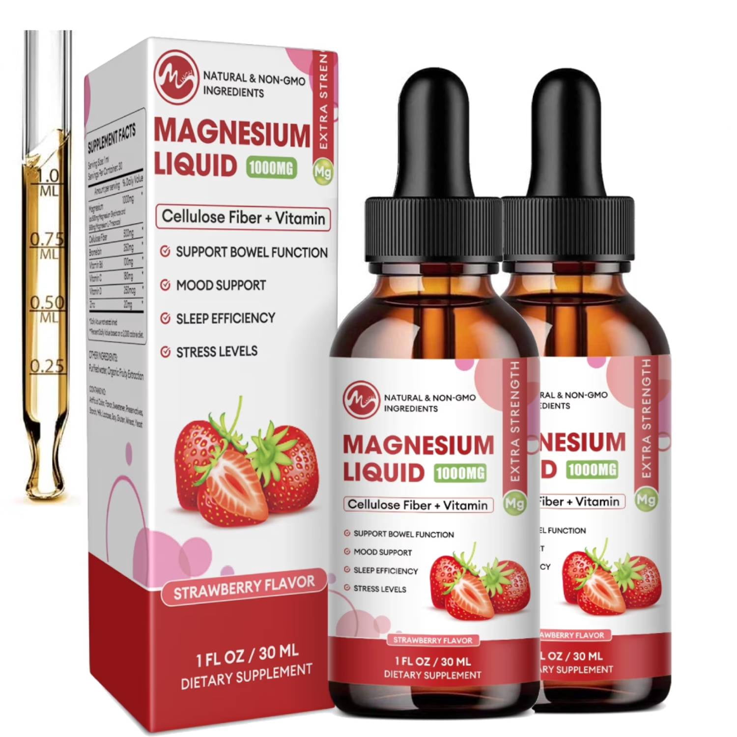 M INCH, Magnesium Glycinate Supplement, Liquid Drops 1000mg, Vegan ...