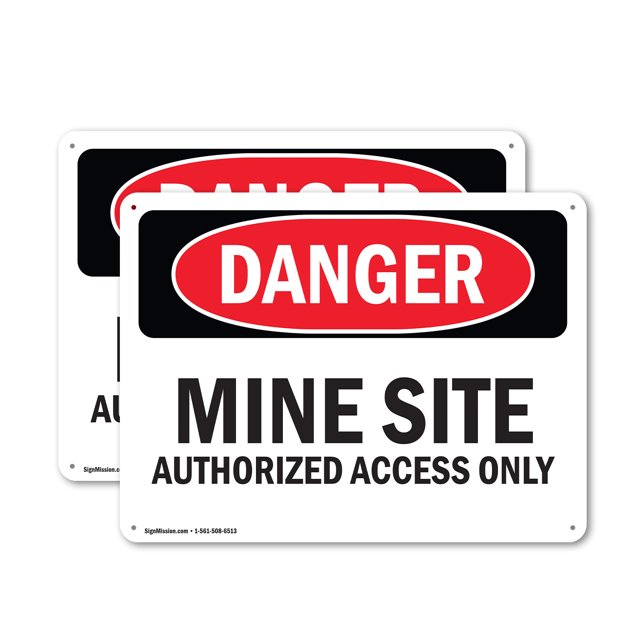 (2 Pack) Mine Site Authorized Access Only OSHA Danger Sign 10 Inch X 7 ...