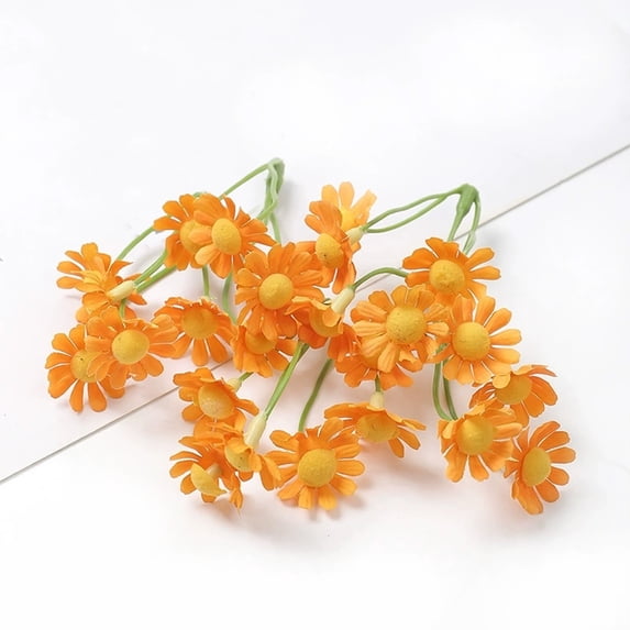 2-Pack Mini Artificial Daisy Flower Stem Plastic Orange 7 cm Faux ...