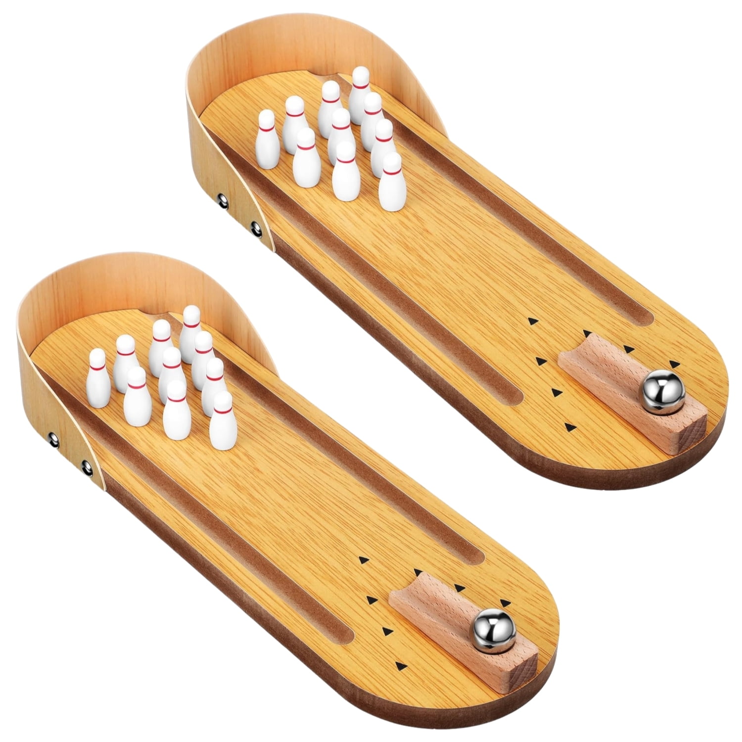 2 Pack Mini Bowling Game Sets Desktop Bowling Set Wooden Bowling ...