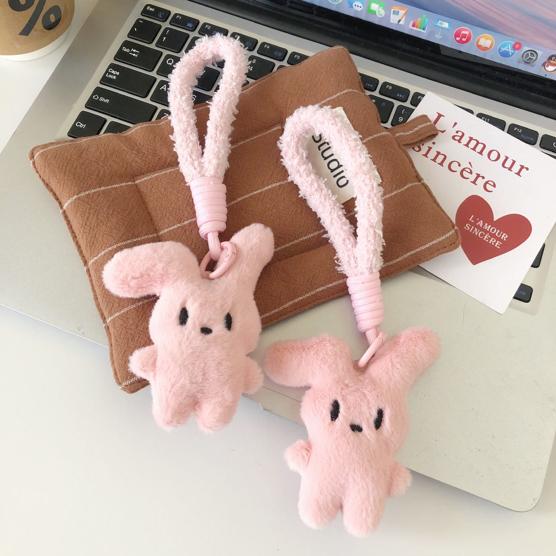 2 Pack Mini Bunny Plush Toy Set, Cute Small Stuffed Animal Keychain Set ...