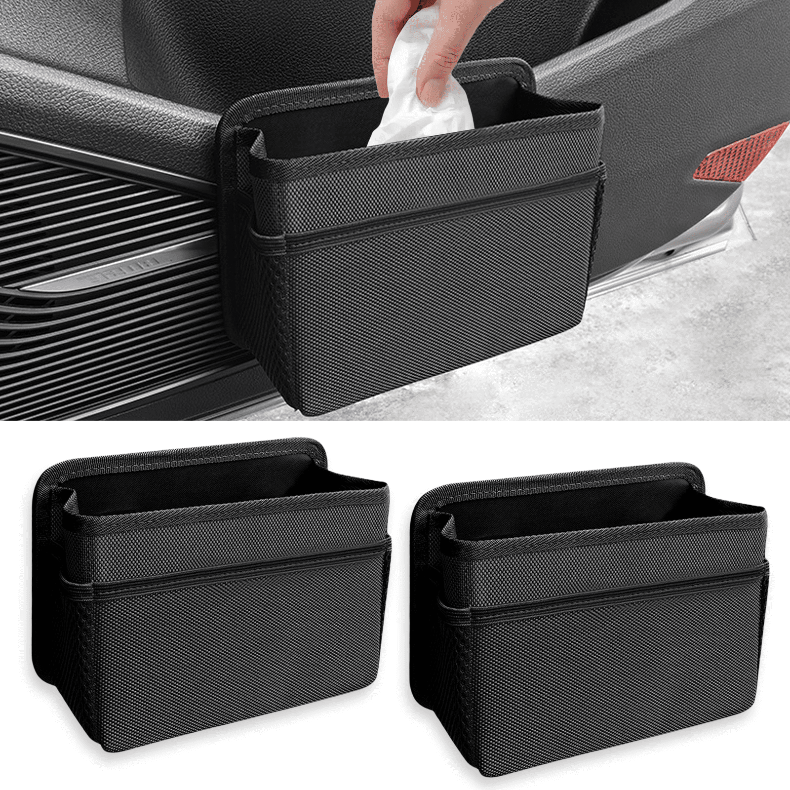 2 Pack Mini Car Trash Can, Hanging Car Trash Bin Foldable Garbage ...