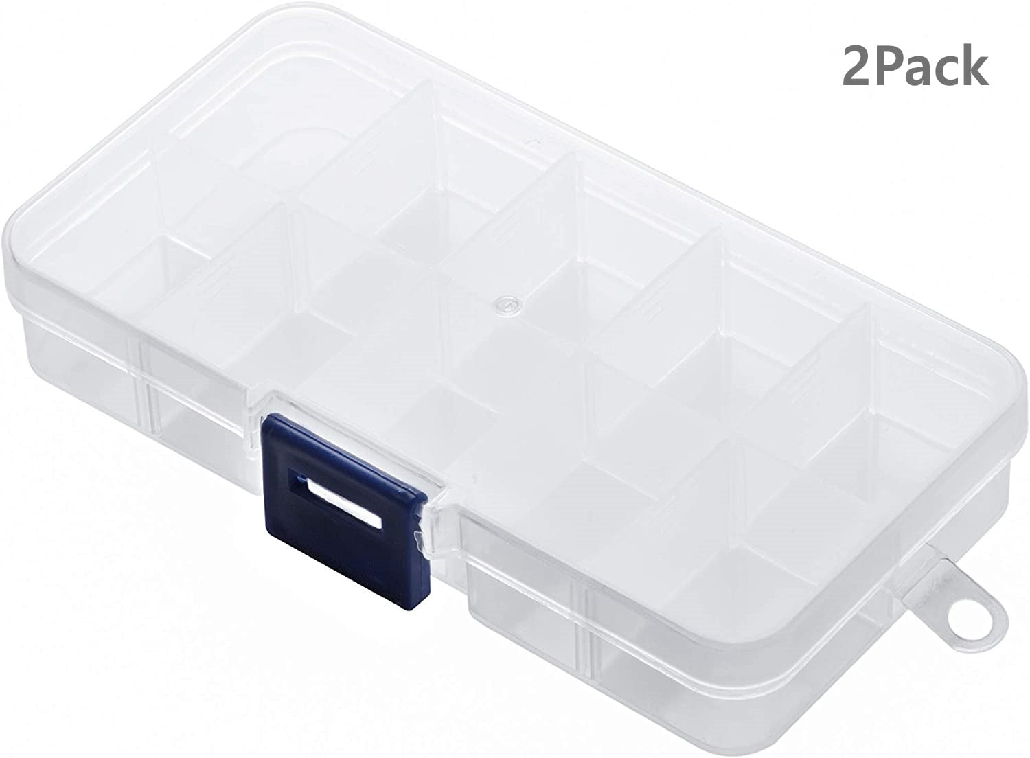 2 Pack Mini Clear Storage Containers with 10 Grid Dividers, Small ...