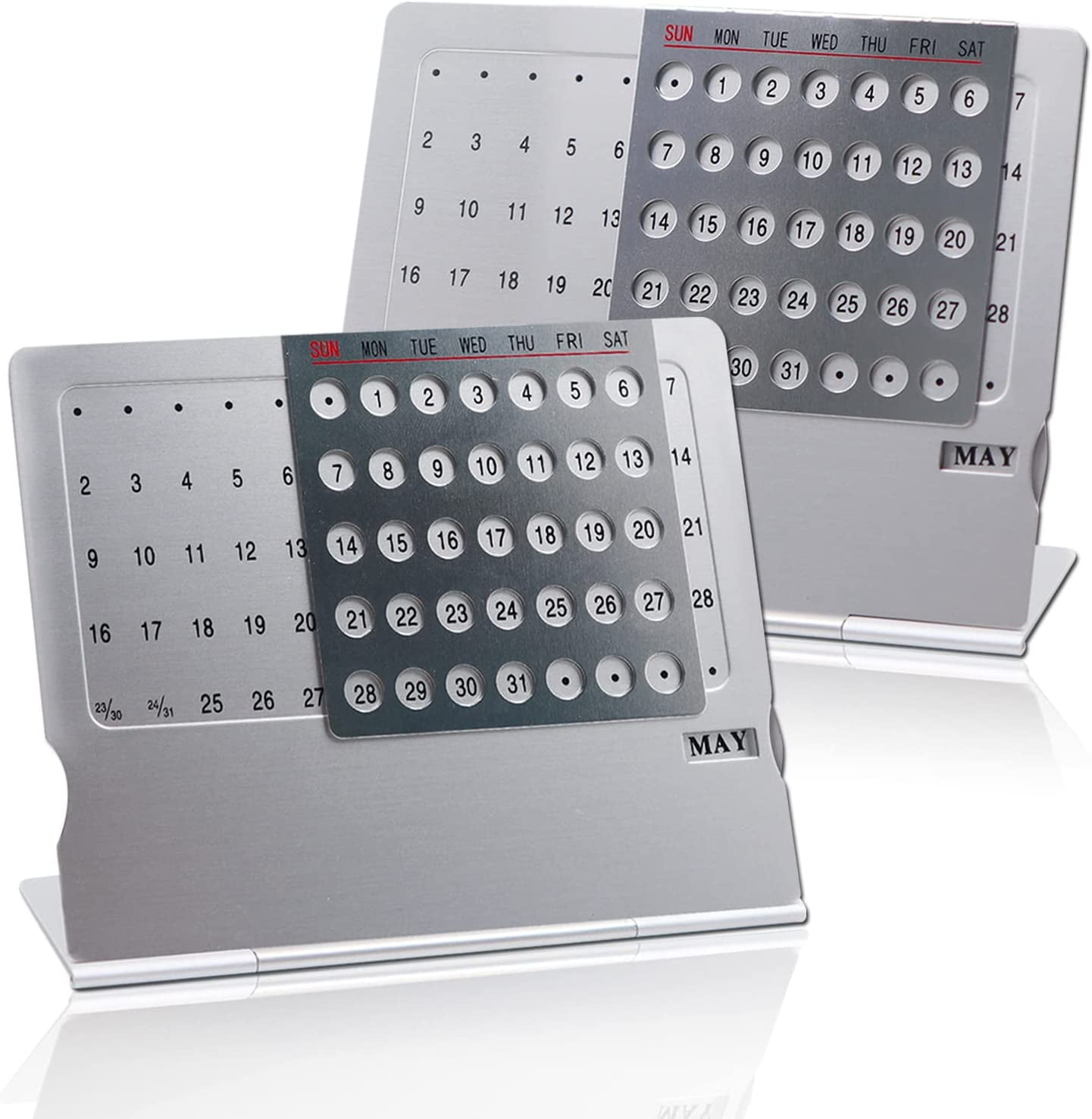 2 Pack Mini Desk Calendar, Creative Aluminum Alloy Perpetual Calendar ...