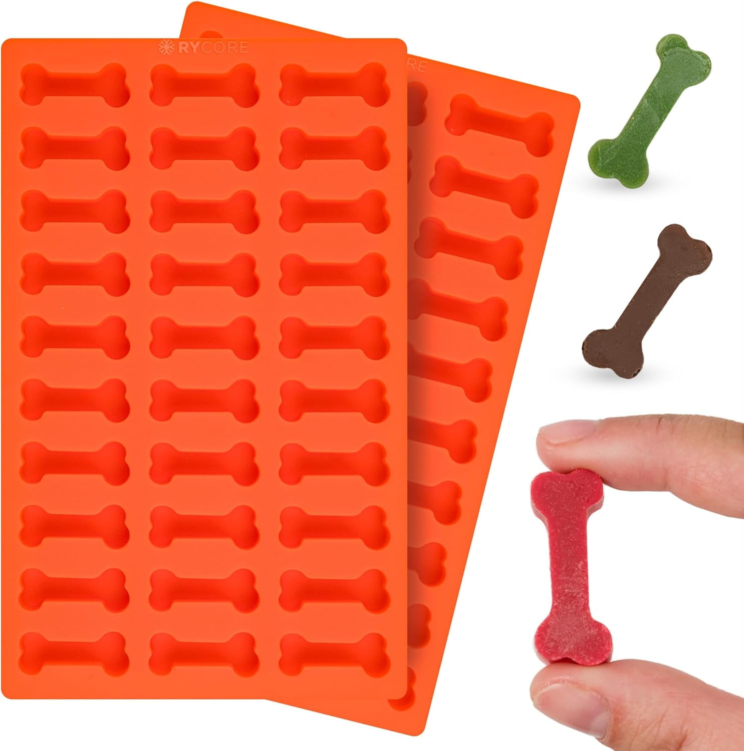 2 Pack - Mini Dog Bone Silicone Molds for Treats - 60 Bone Shaped ...