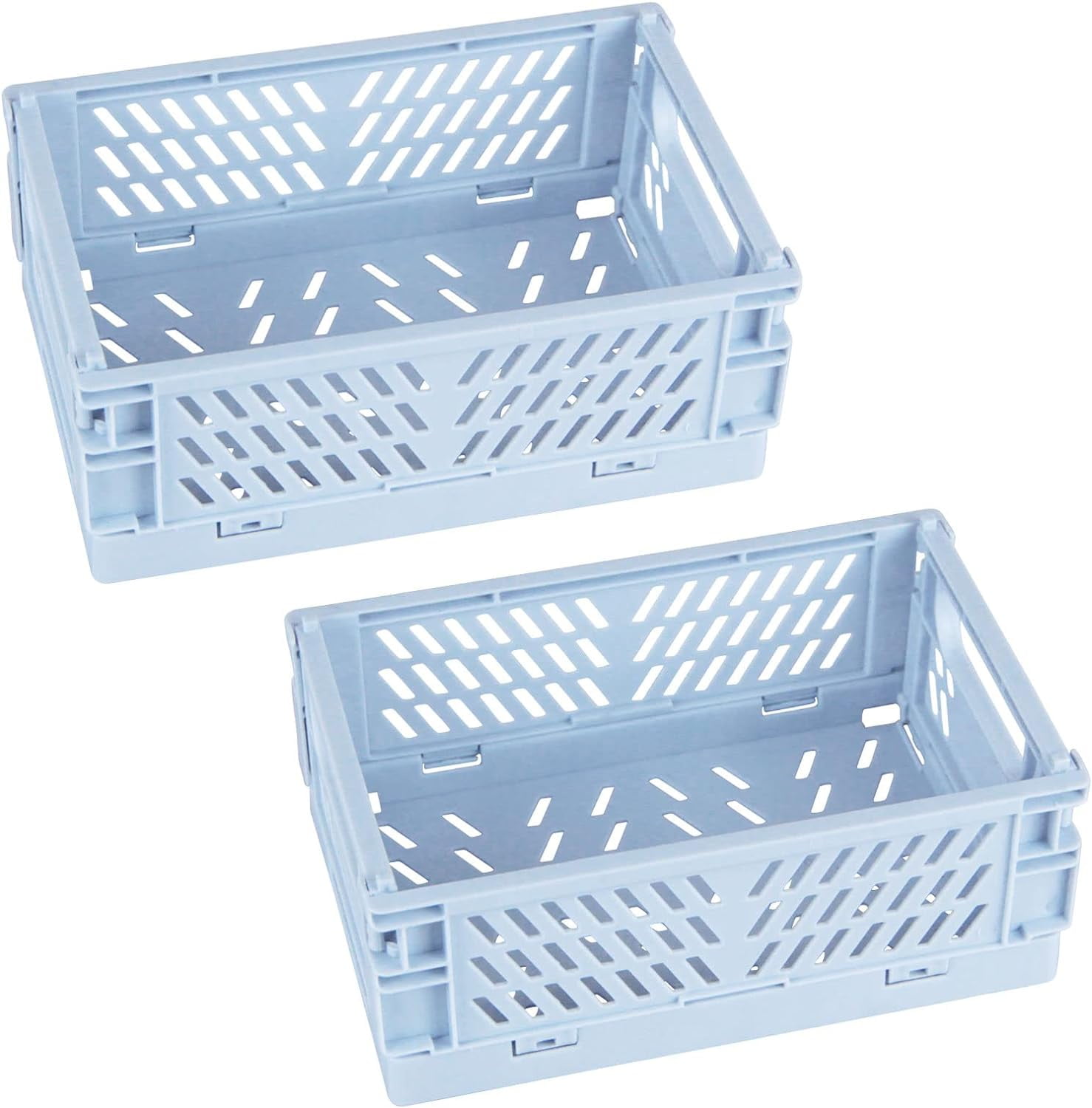 2-Pack Mini Foldable Plastic Baskets for Organizing, Collapsible ...
