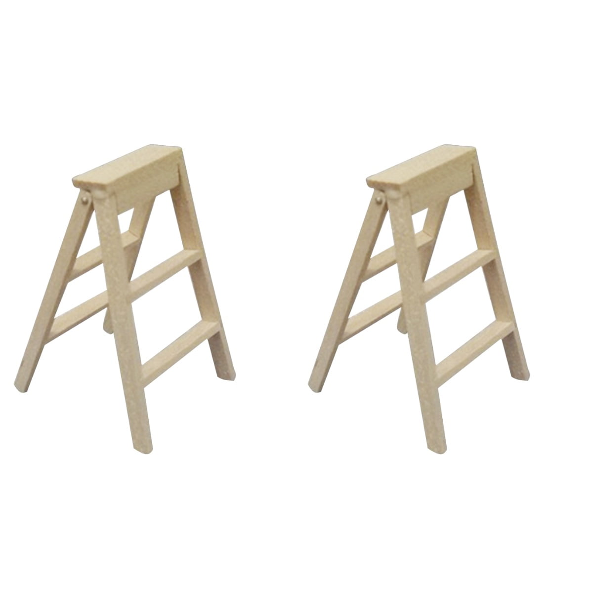 2 Pack Mini Furniture Decorative Ladder Dollhouse Toys Wooden Step Anti ...