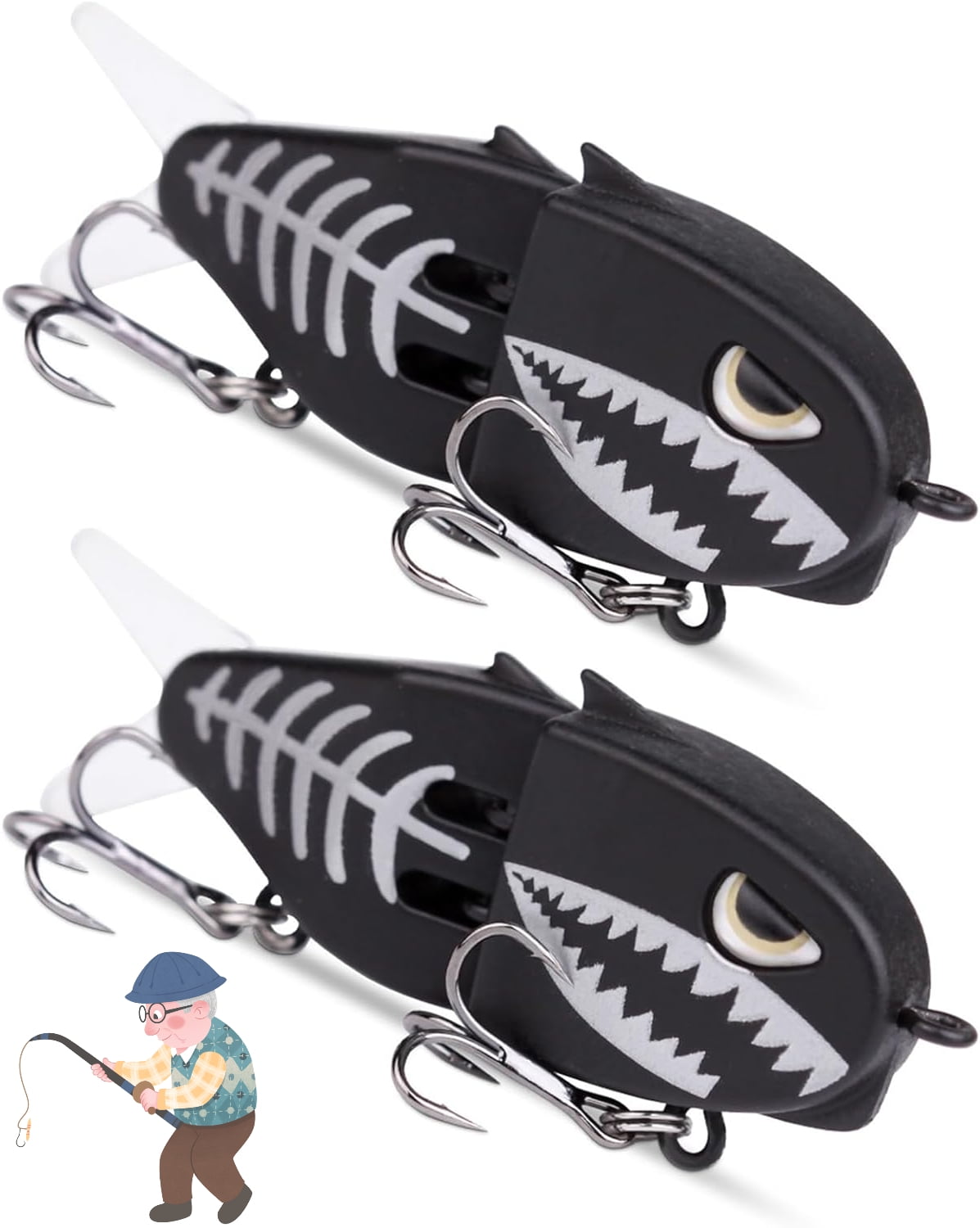 2 Pack Mini Glide Bait for Bass Fishing,Raptor Fishing Lures with Hooks ...