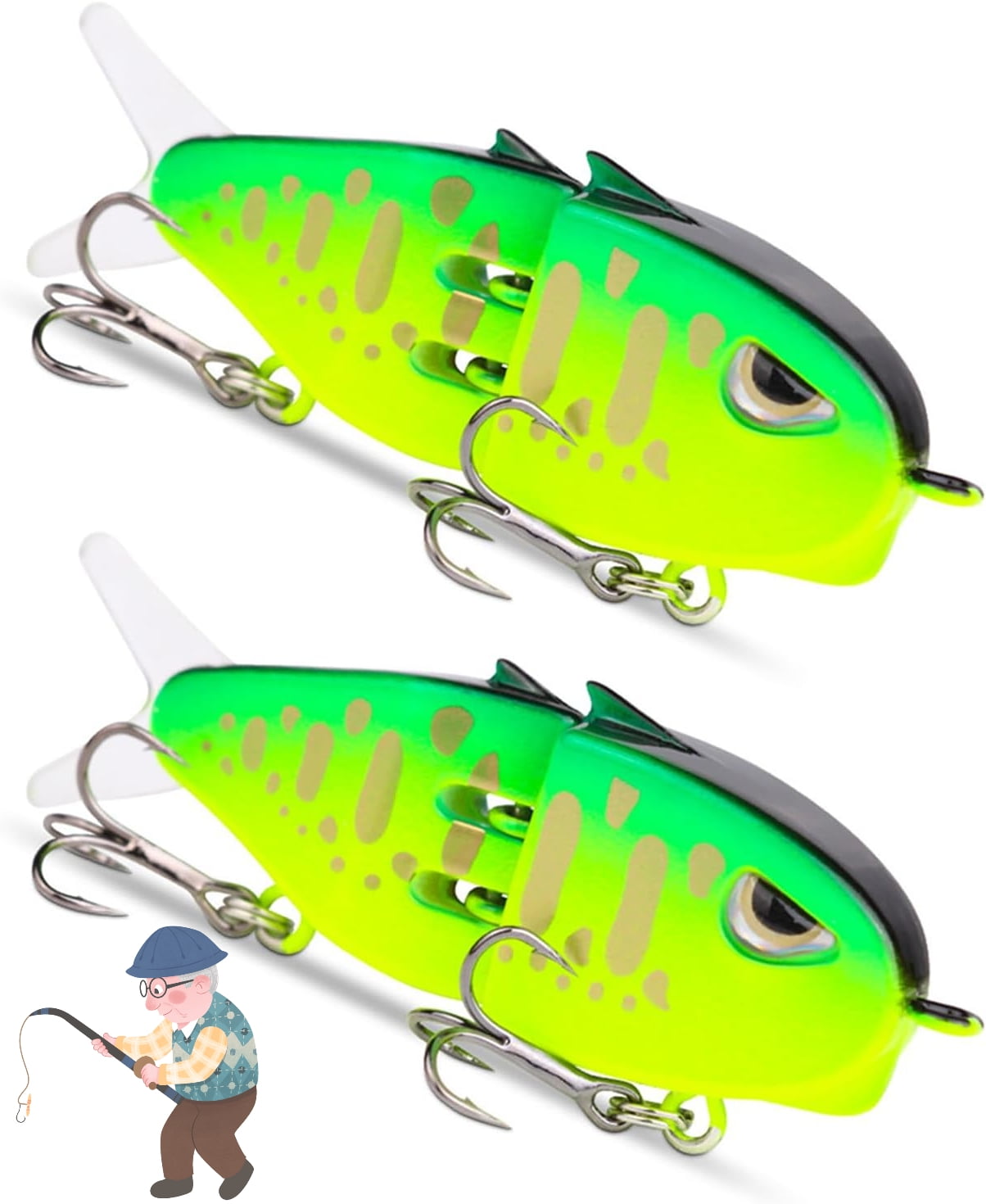 2 Pack Mini Glide Bait for Bass Fishing,Raptor Fishing Lures with Hooks ...