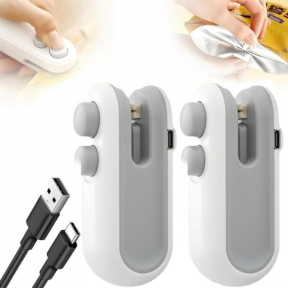 2 Pack Mini Heat Bag Sealing Machine Portable Food Sealer Clip for ...