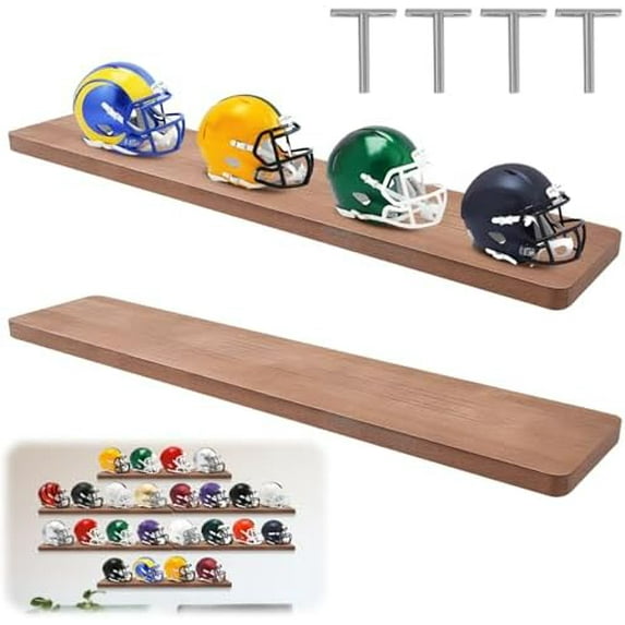 2 Pack Mini Helmet Display Racks Wood Mini Football Helmet Rock Display ...