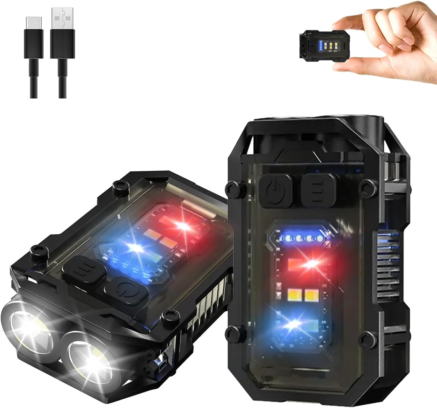 2 Pack Mini Keychain Flashlight with Clip, LED Magnetic EDC Key Chain ...