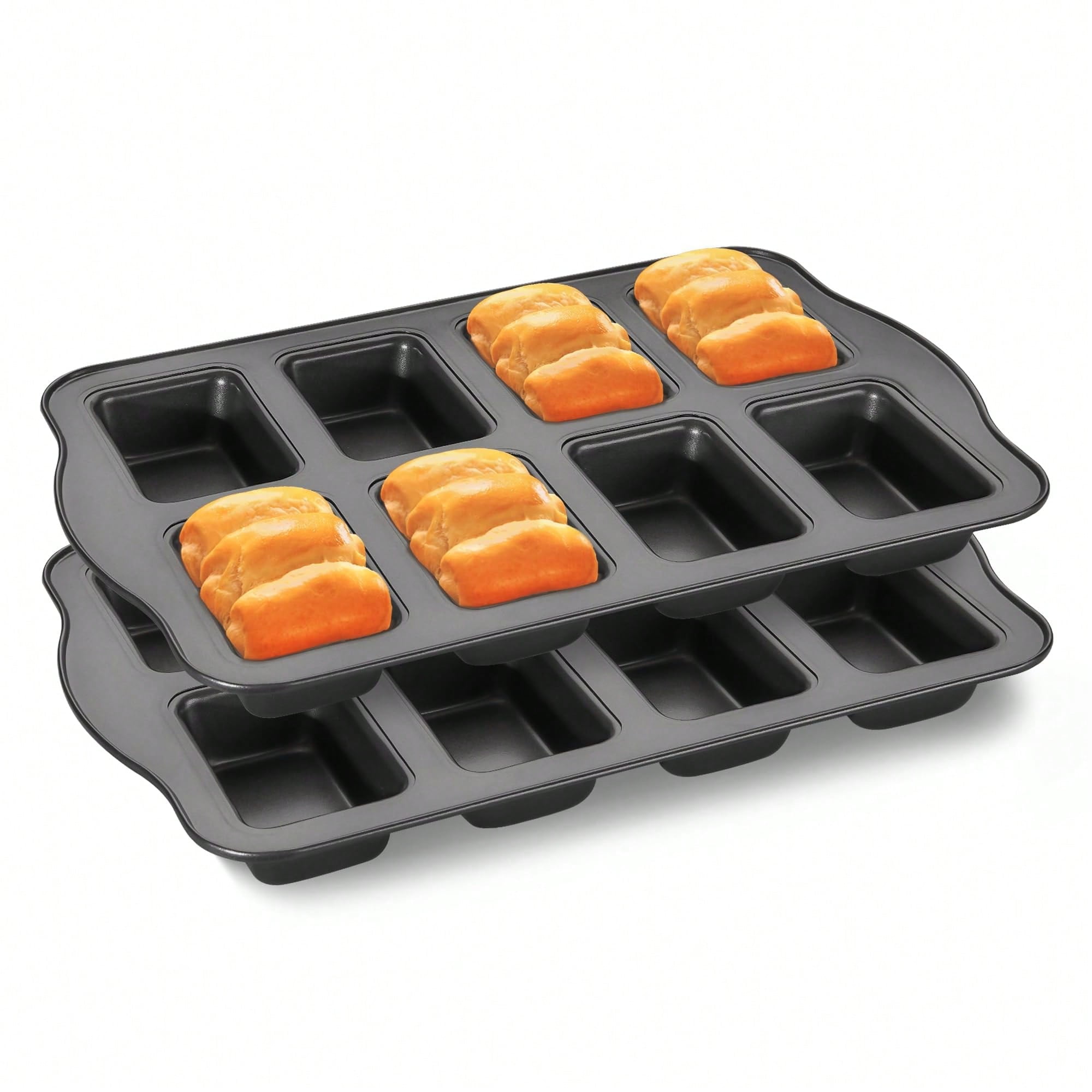 2 Pack Mini Loaf Baking Pans 8-Cavity, Nonstick Small Cornbread Pan ...