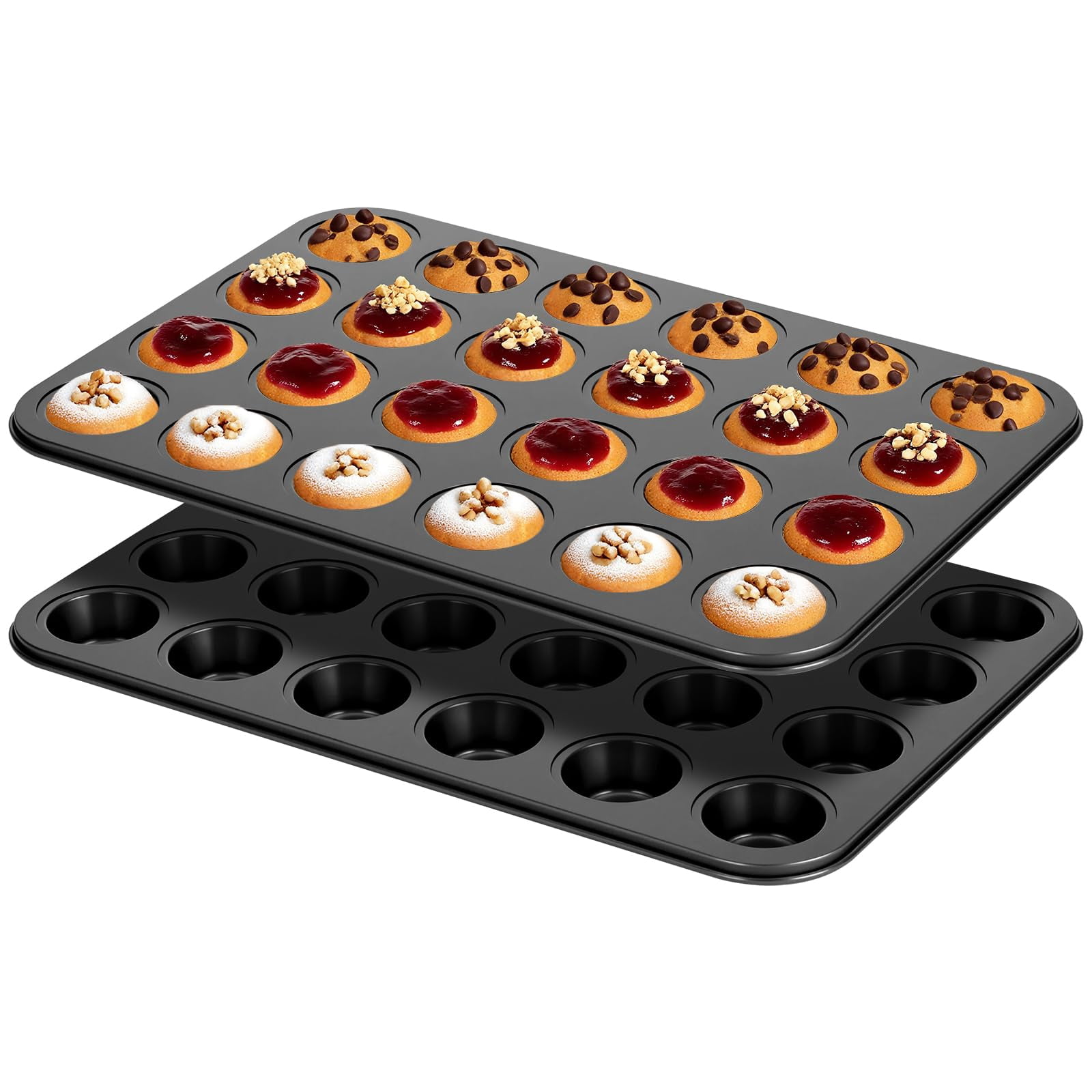 2 Pack Mini Muffin Pans 24 Cup Carbon Steel Baking Tools Nonstick ...