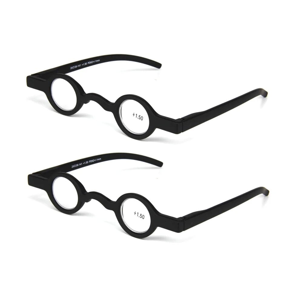 2 Pack Mini Reading glasses Retro Small Round Readers with Spring ...