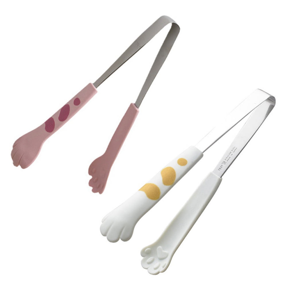 2 Pack Mini Silicone Kitchen Tongs for Cooking,Cat Claw Shape Non-Slip ...
