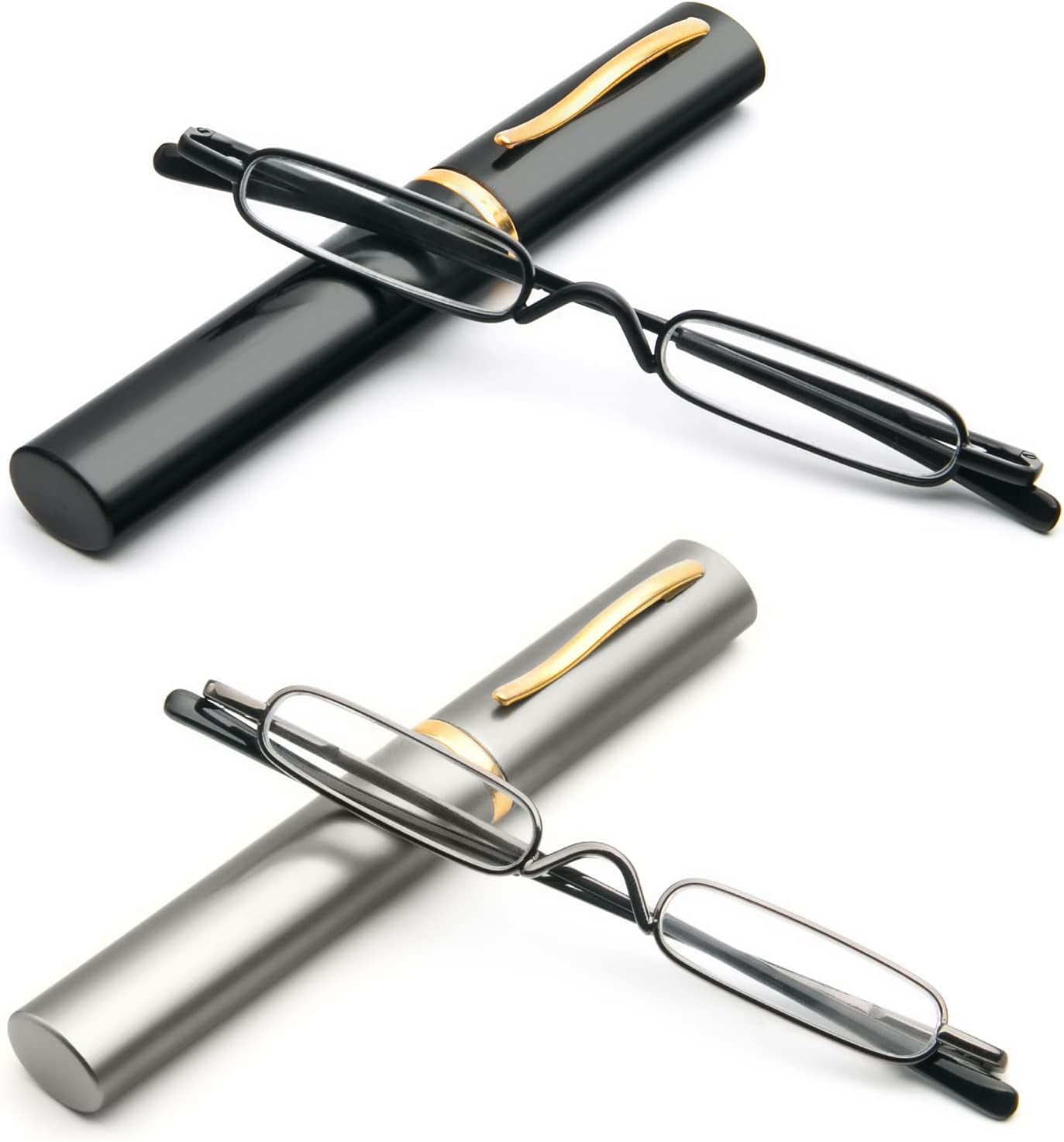 2 Pack Mini Slim Reading Glasses Spring Hinge Metal Reading Aid Unisex ...