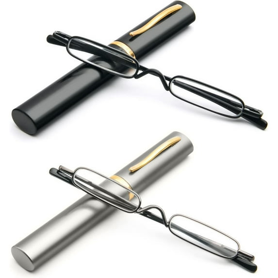 2 Pack Mini Slim Reading Glasses Spring Hinge Metal Reading Aid Unisex ...