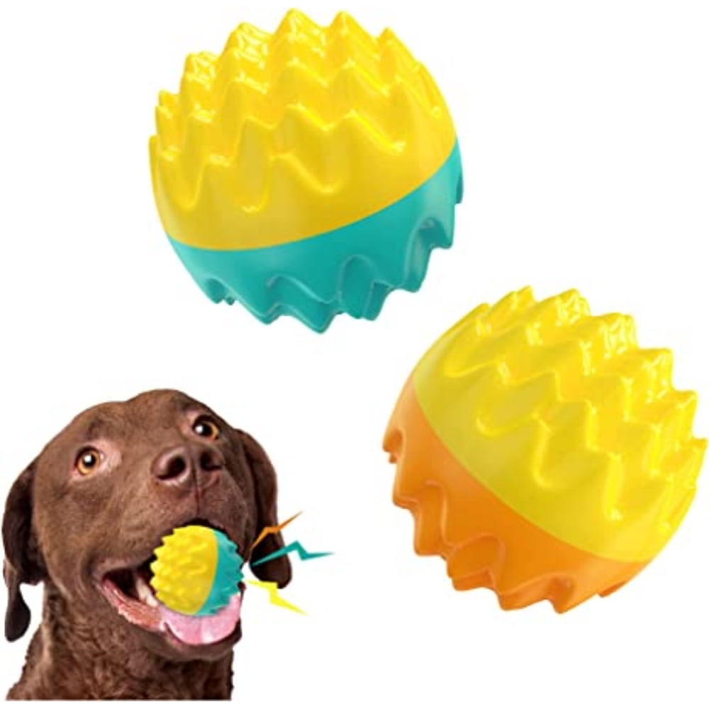 2-Pack Mini Squeaky Balls for Dogs,2.5 inch Spikey Dog Balls, Cleans ...