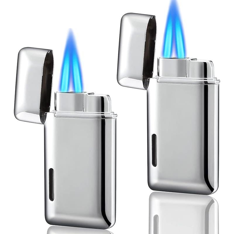 2 Pack Mini Torch Lighter Butane Refillable, Double Flame Butane Lighter with Visible Window ...
