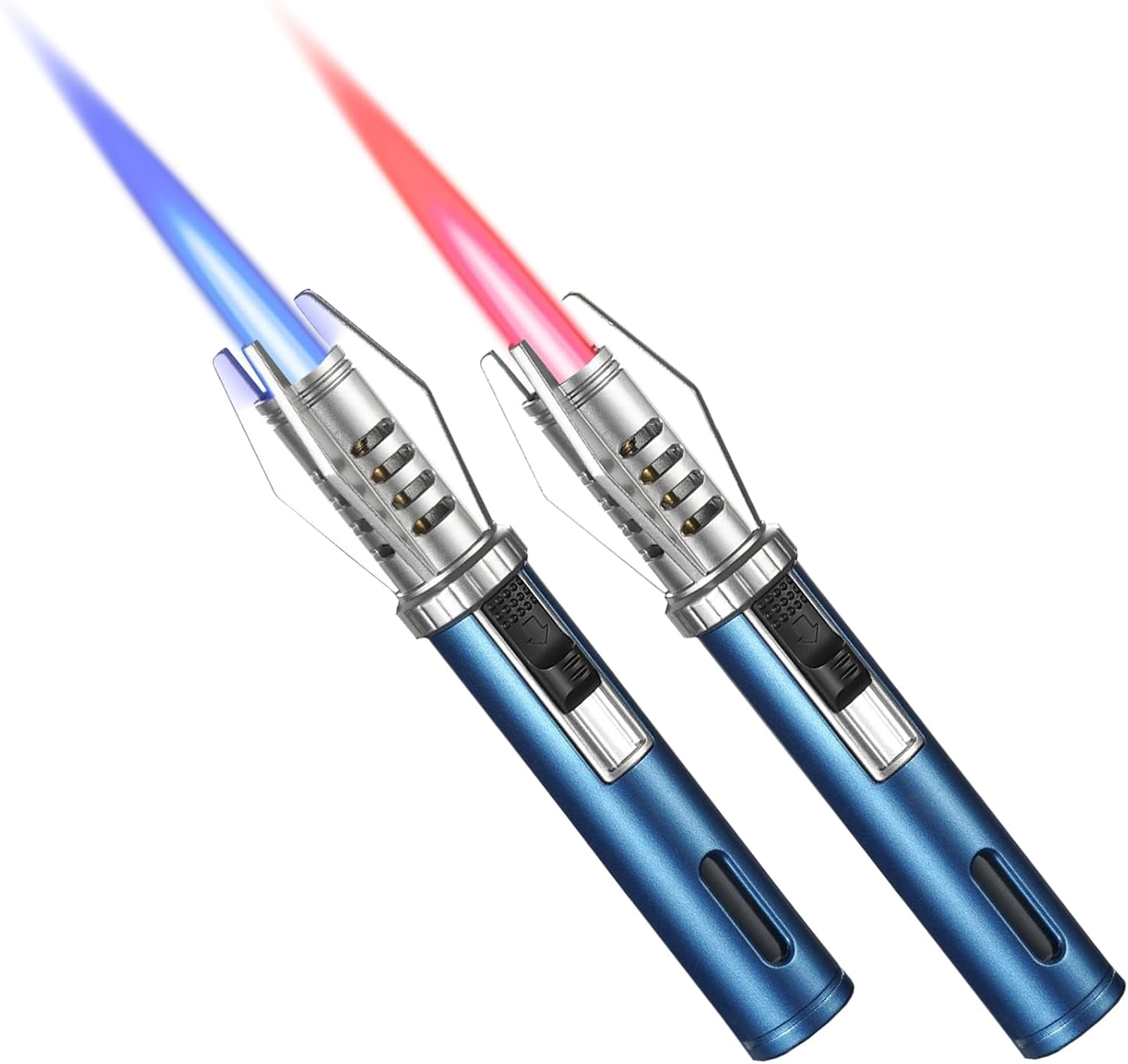 2 Pack Mini Torch Lighter Red/Blue Straight Flame Small Refillable ...