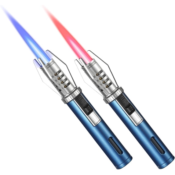 2 Pack Mini Torch Lighter Red/Blue Straight Flame Small Refillable ...