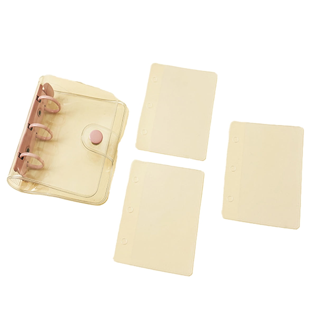 2 Pack Mini Transparent 3 Ring Binder Covers Folder Round Ring Binder ...