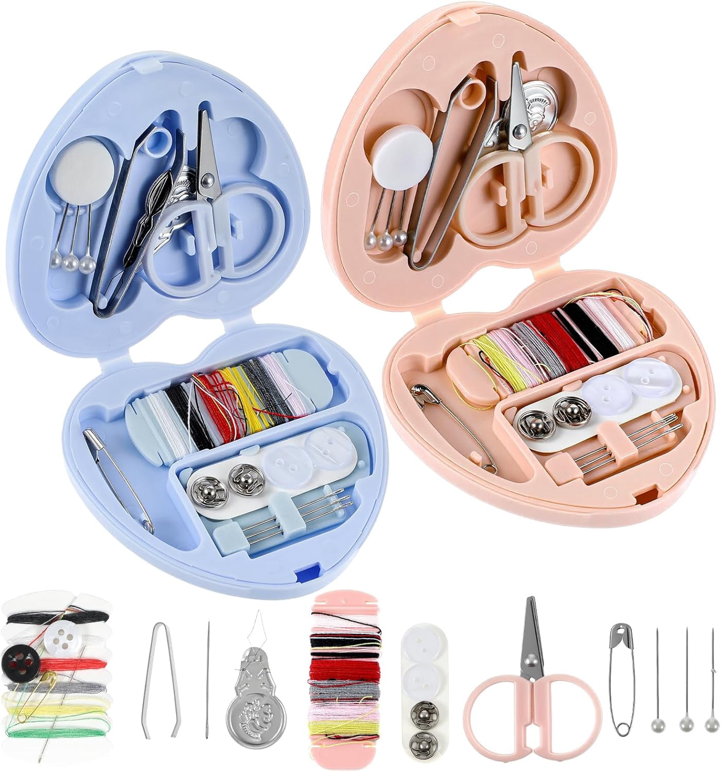 2 Pack Mini Travel Sewing Kit, Heart Shaped Portable Travel Sewing Kit ...