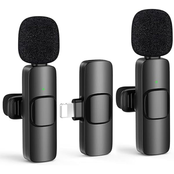 2 Pack Mini Wireless Lavalier Microphone for Lightning iOS Devices ...