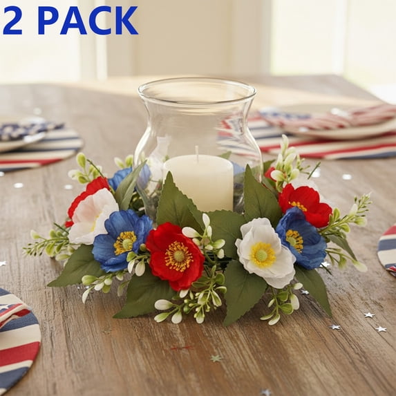 2 Pack Mini Wreath Red White & Blue Star Mixed Berries & Pip Berry ...
