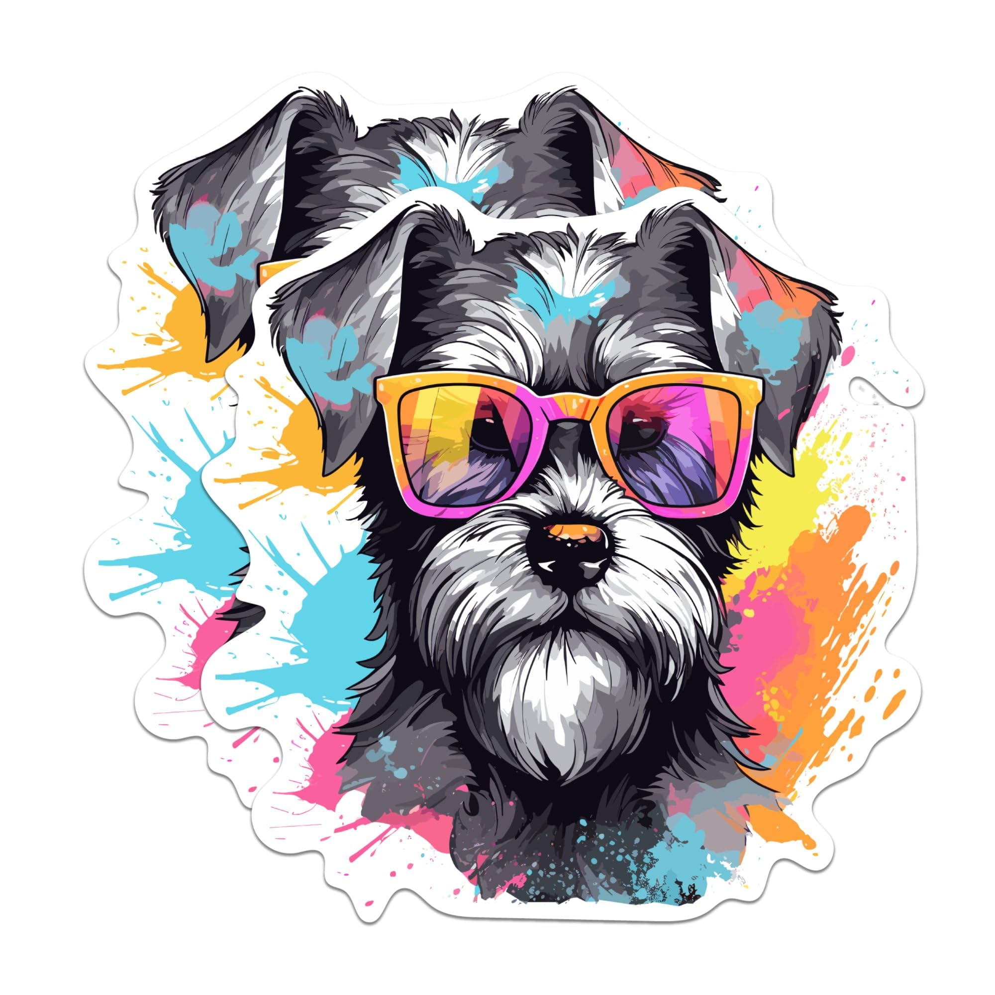 (2 Pack) Miniature Schnauzer Dog Stickers - Miniature Schnauzer with ...