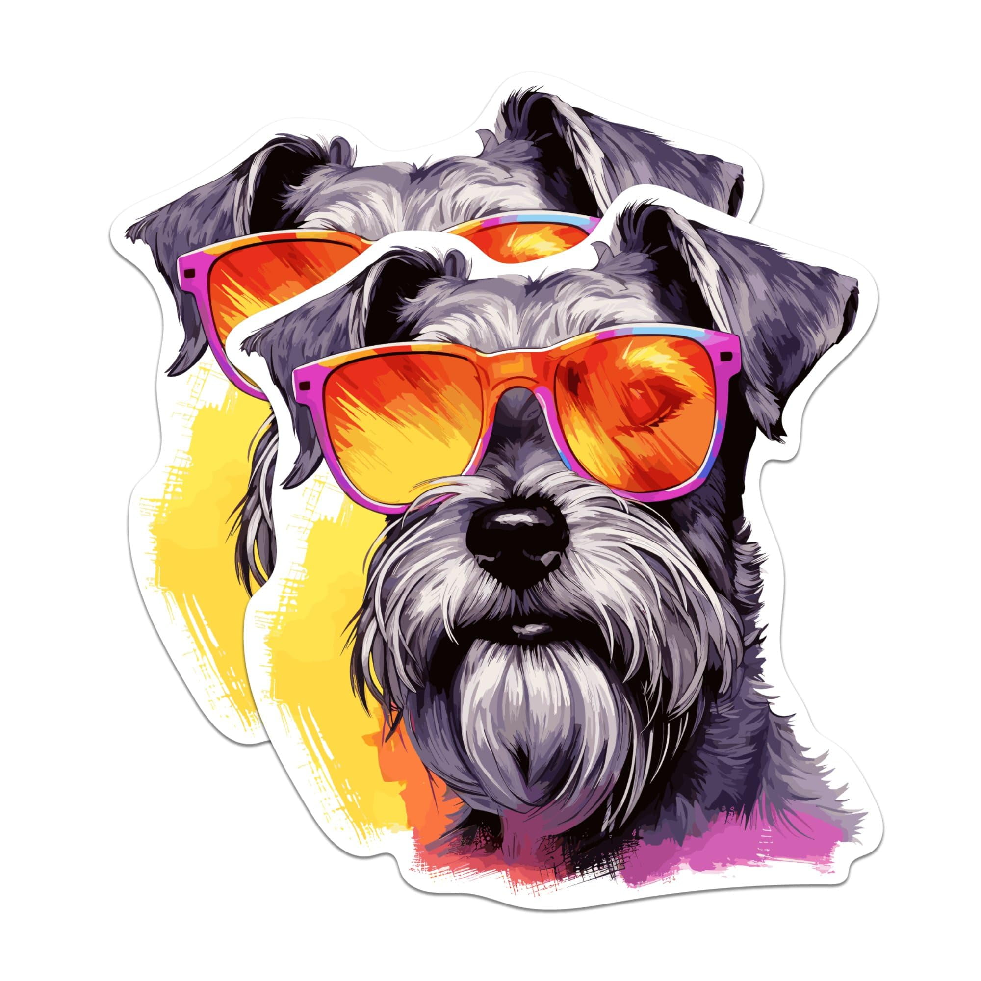 (2 Pack) Miniature Schnauzer Dog Stickers - Miniature Schnauzer with ...